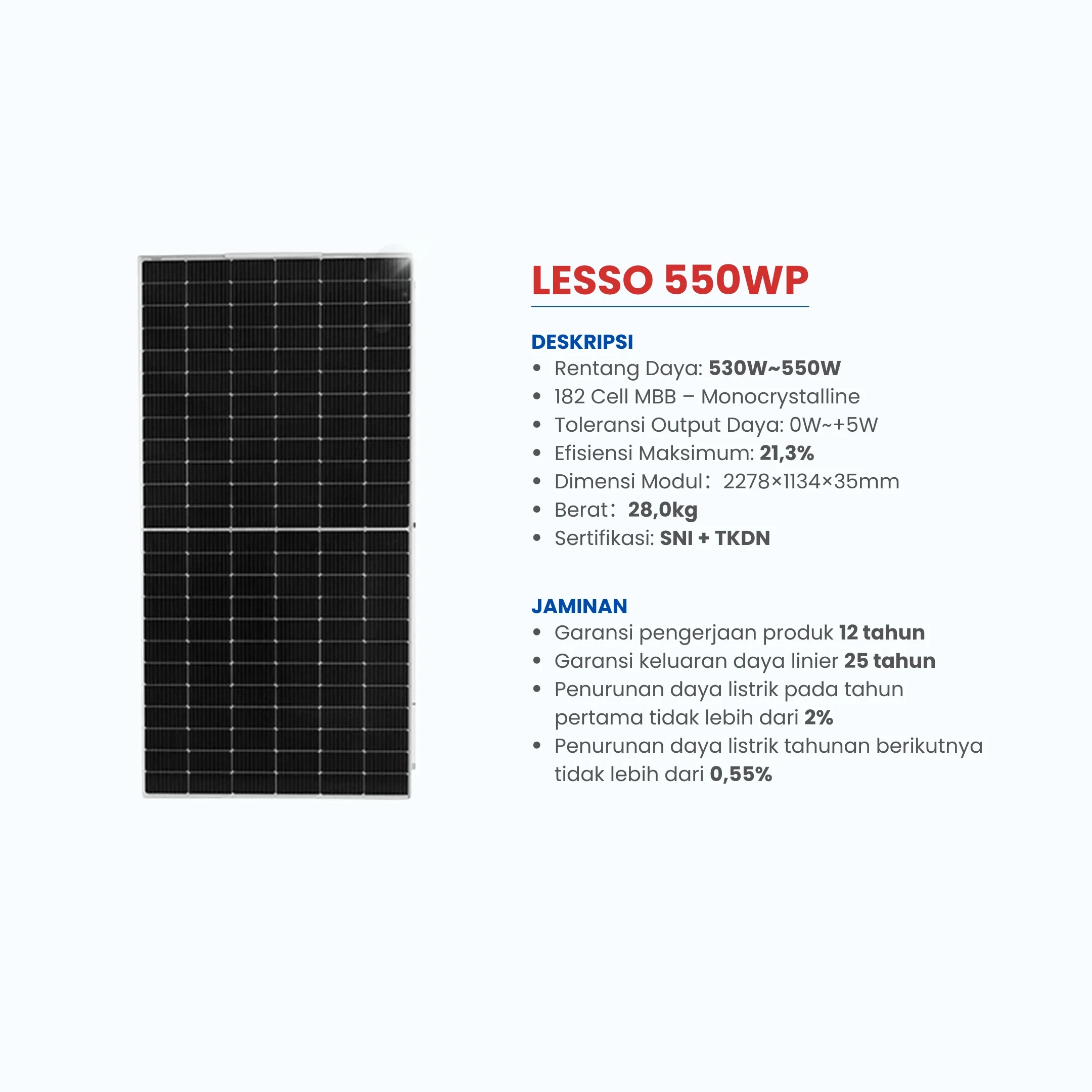 LESSO PV MODUL 550 WP